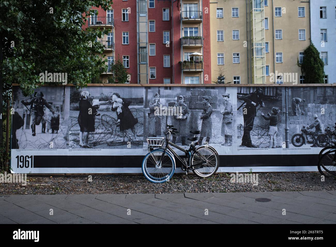 Germany, Berlin, 15. 08. 2021, large photos of the construction of the ...