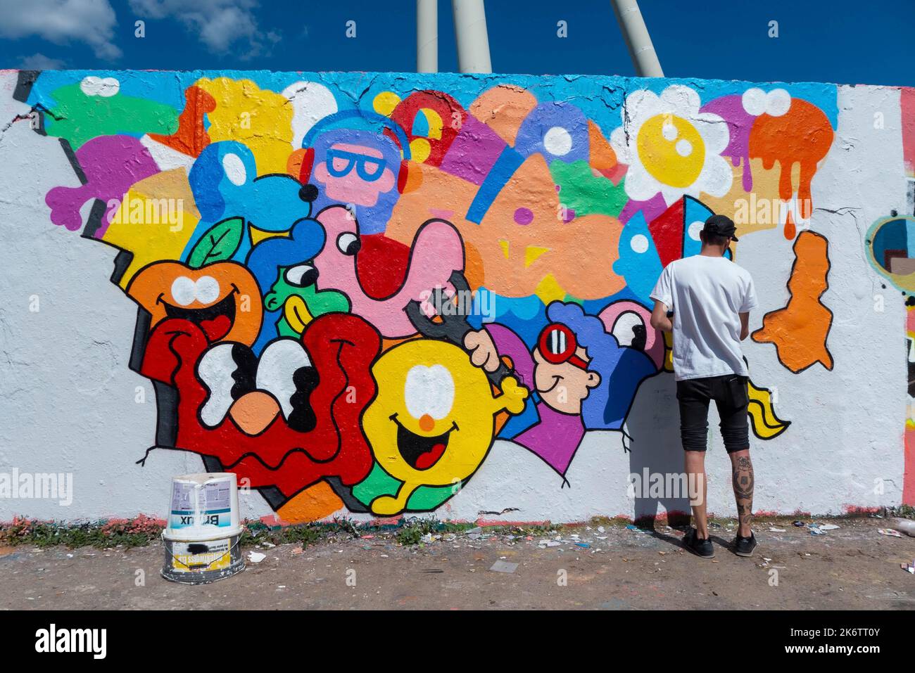 Germany, Berlin, 30. 05. 2021, Sunday afternoon in Mauerpark, graffiti ...