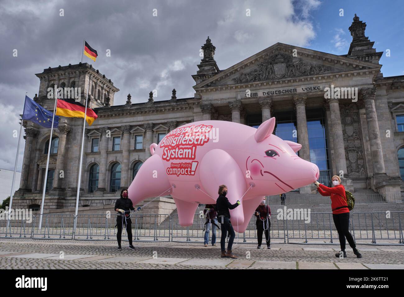 Germany, Berlin, 27. 08. 2020, protest against cheap meat system, with ...