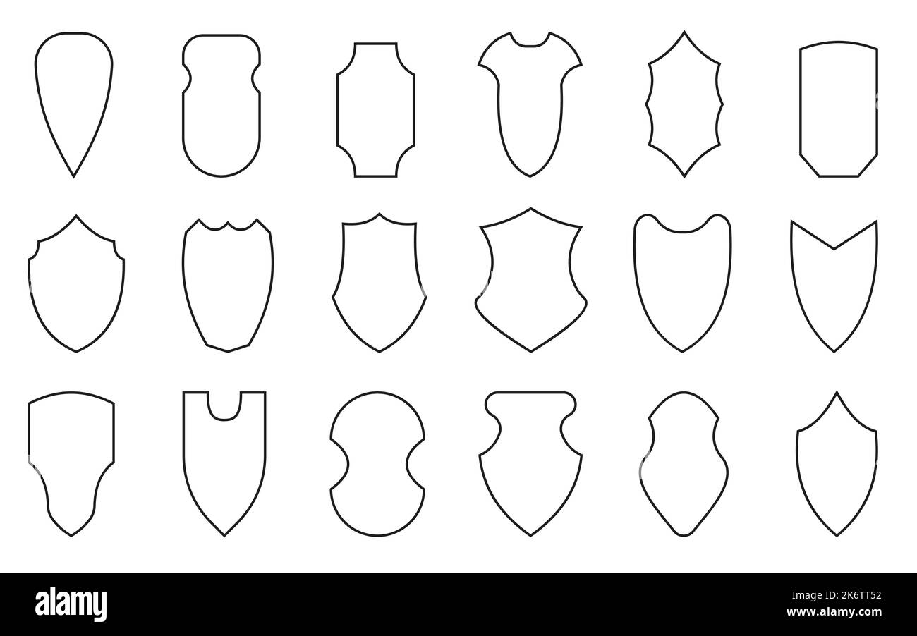 Shields Line Icon Set Different Shapes Guard Security Sign Business