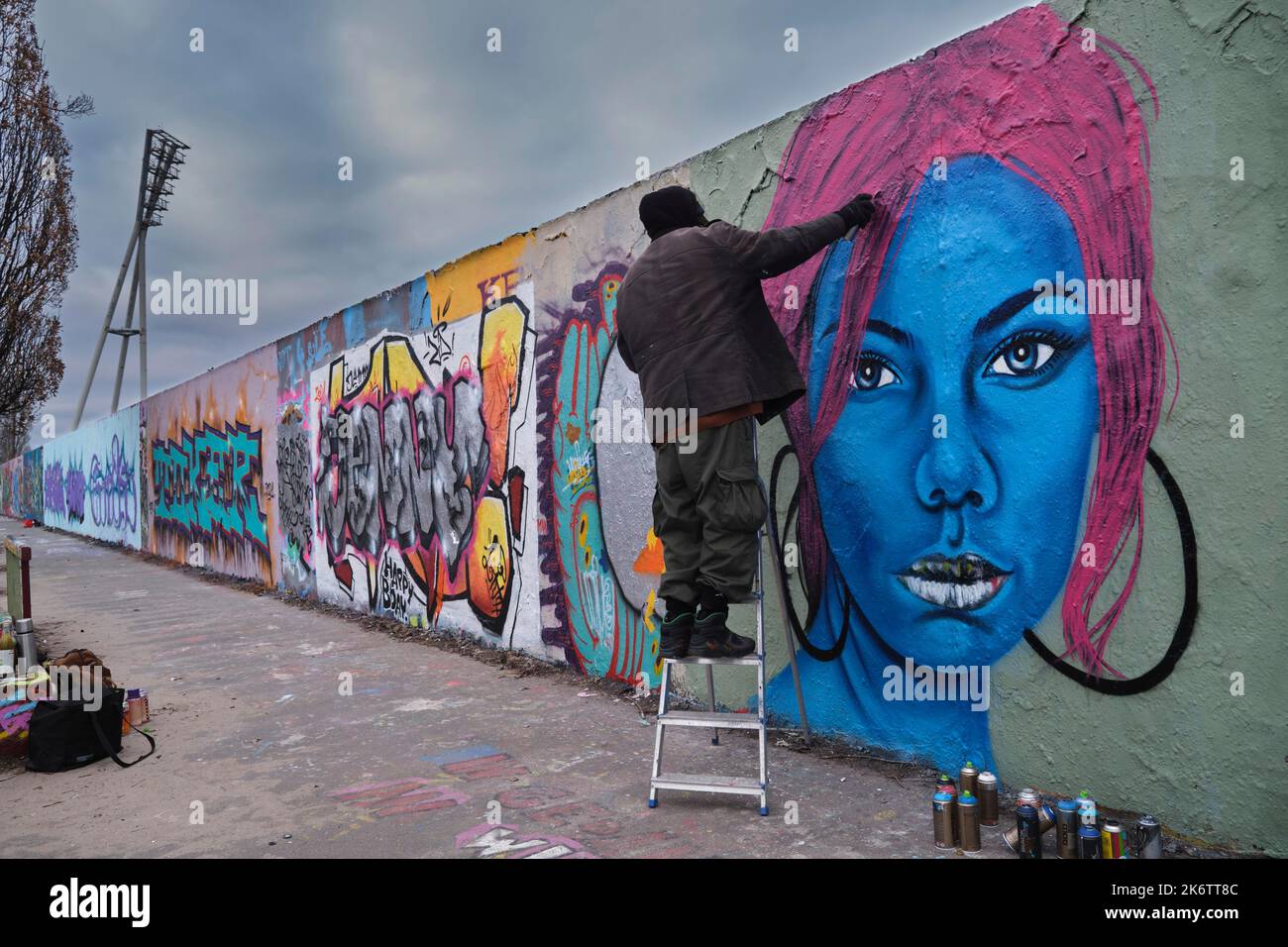 Germany, Berlin, 07. 032021, Sunday afternoon in Mauerpark, graffiti ...
