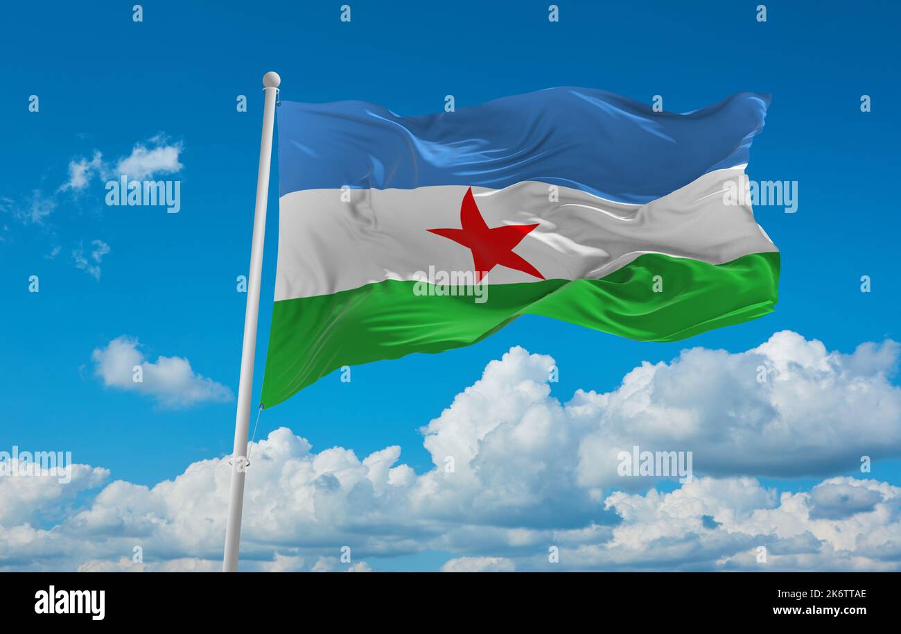 flag of Cushitic peoples Afar people at cloudy sky background ...