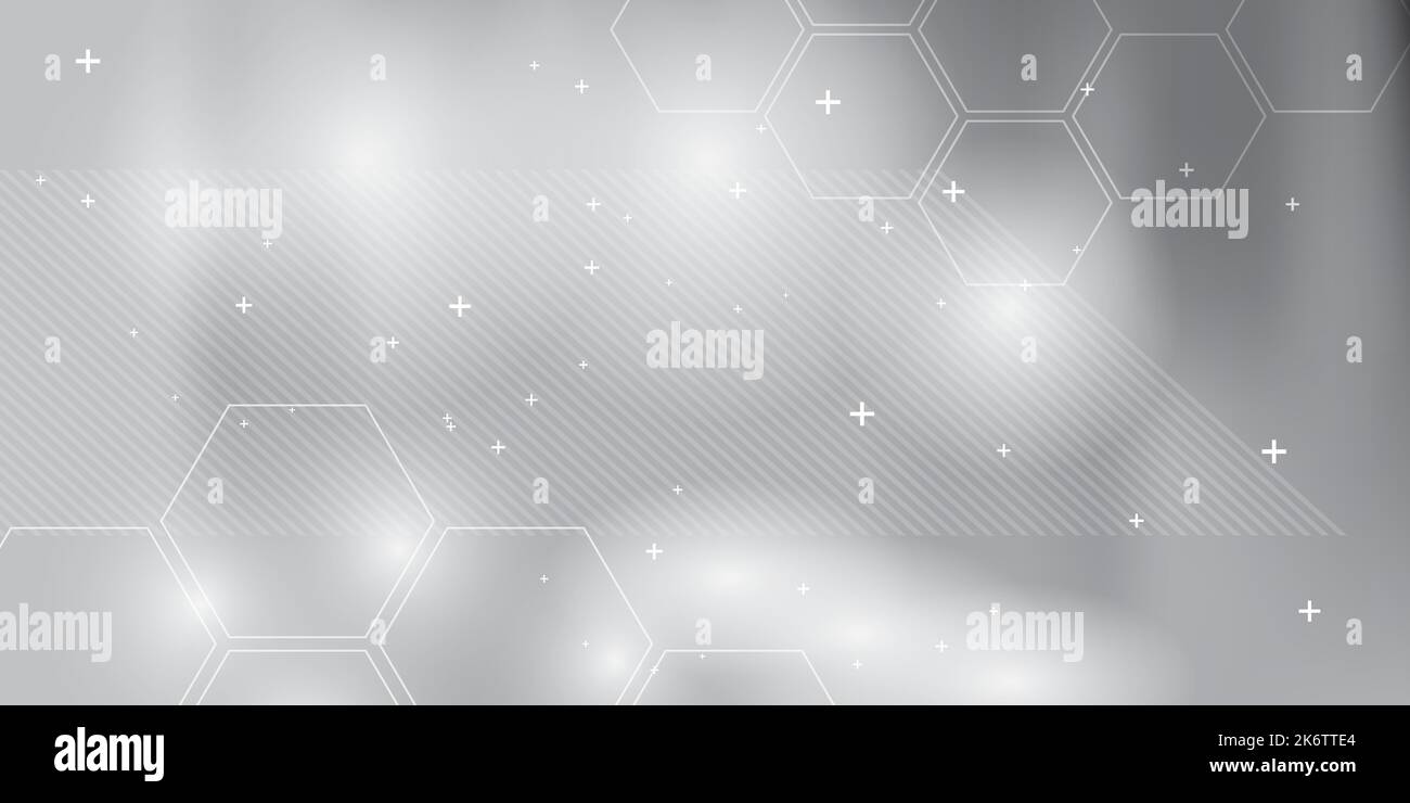 Gray vector background with hexagon shapes and parallel lines ...