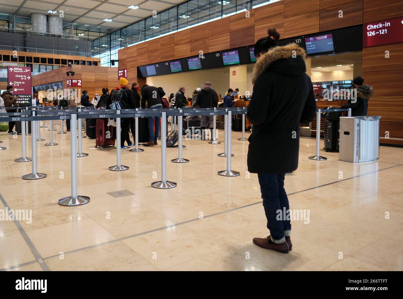 Germany, Berlin, 25. 11. 2020, BER, Handling, Terminal 1, Check-in ...