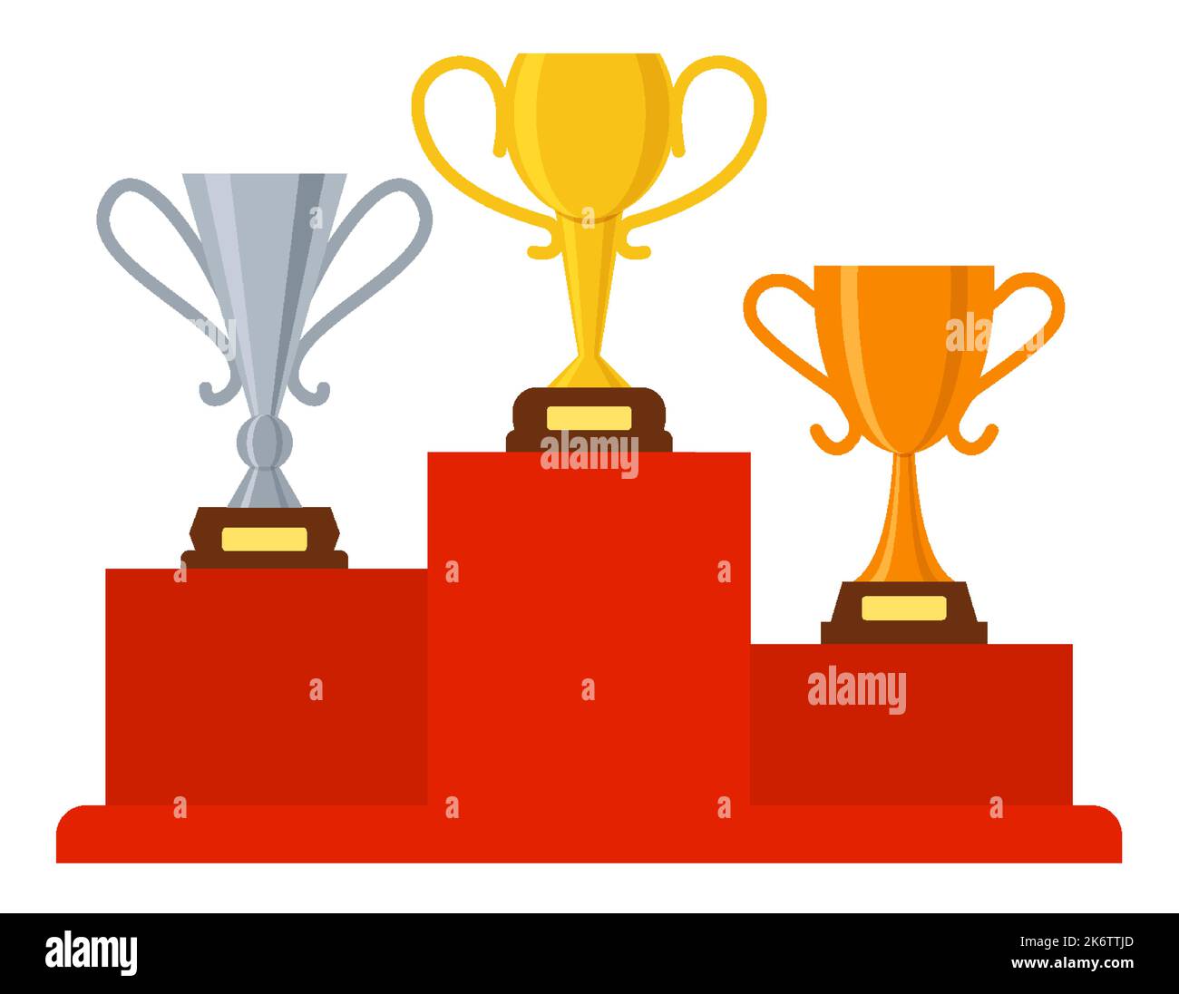 Goblets flat set. Gold silver bronze trophy cup goblet on podium. 1st ...