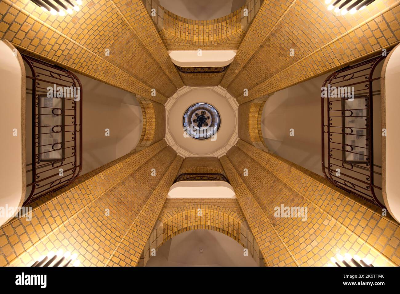 Interior shot, view of the bell tower, French Cathedral, Gendarmenmarkt ...