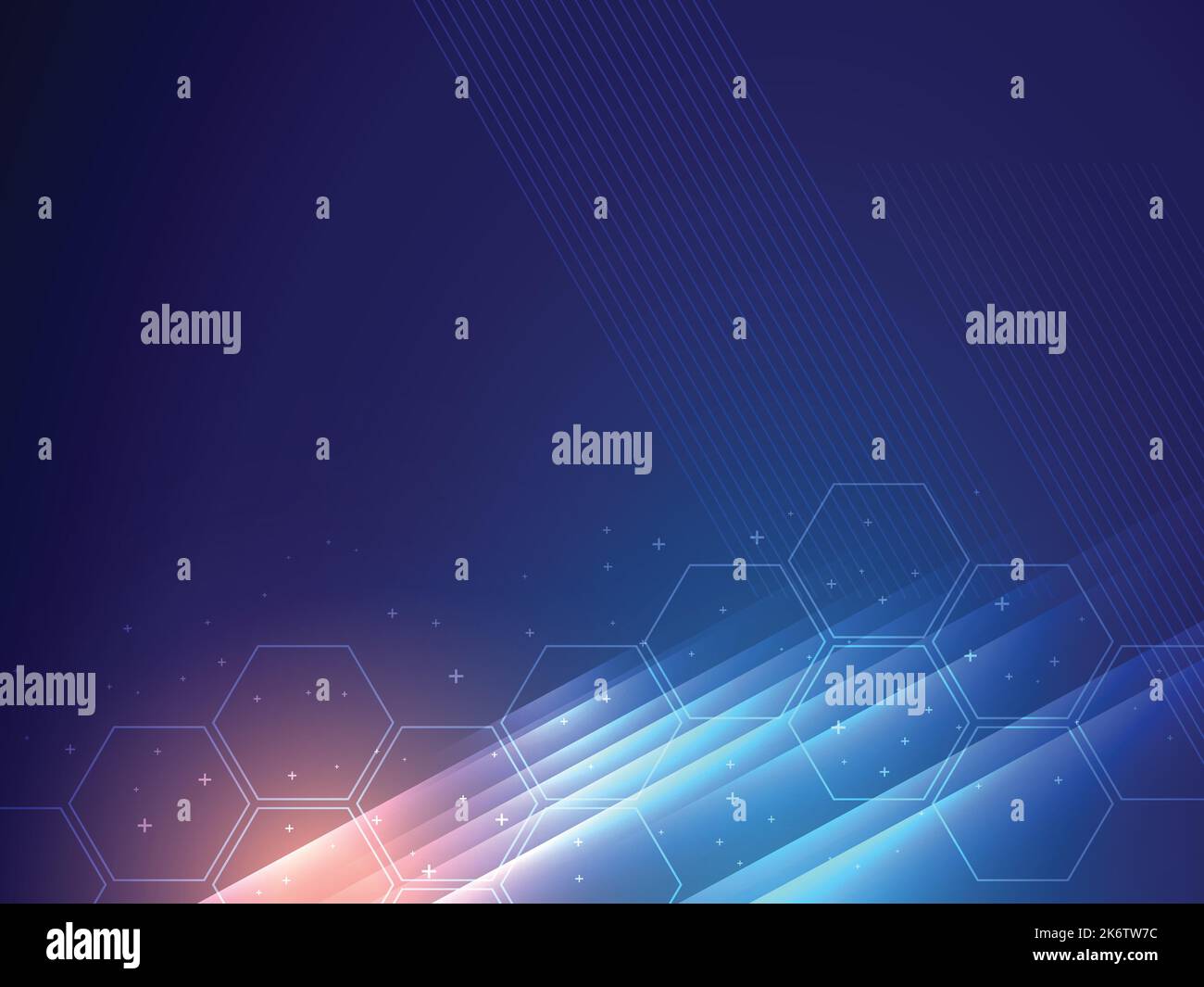 Blue elegant abstract background with parallel lines, overlapping colorful transparent shapes ...