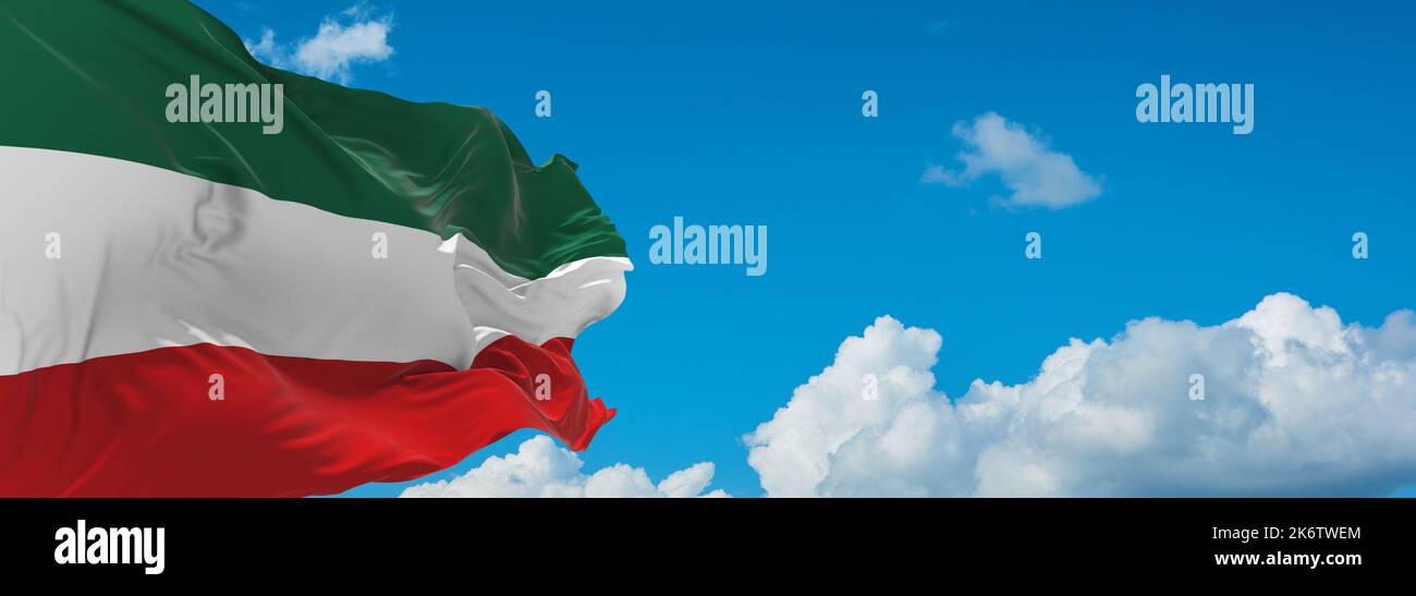 flag of Baltic peoples Prussian Lithuanians at cloudy sky background ...