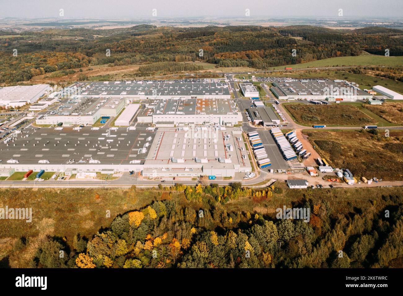 Aerial view of the distribution center, drone photography of the ...