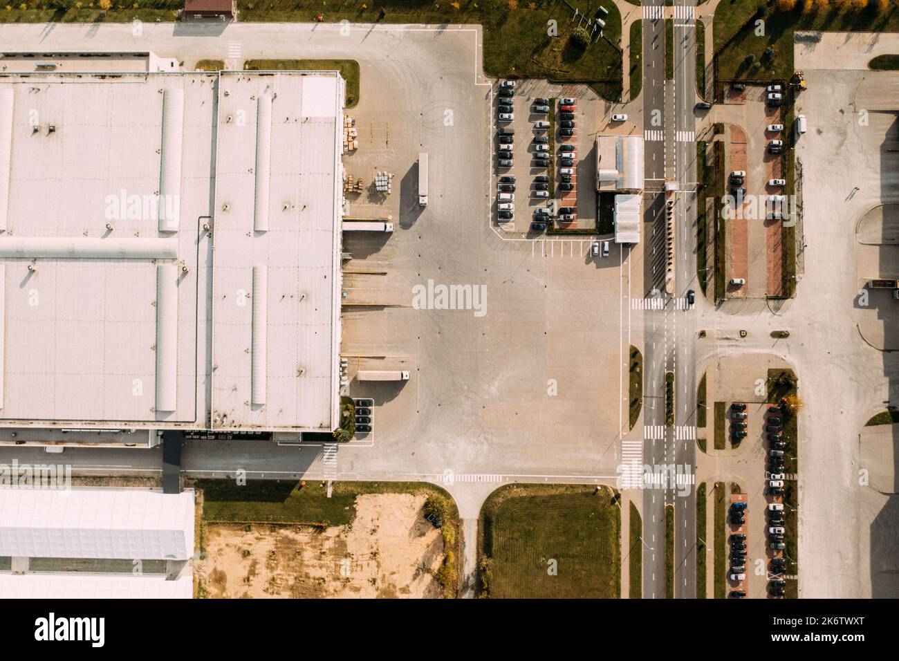 Aerial view of the distribution center, drone photography of the ...