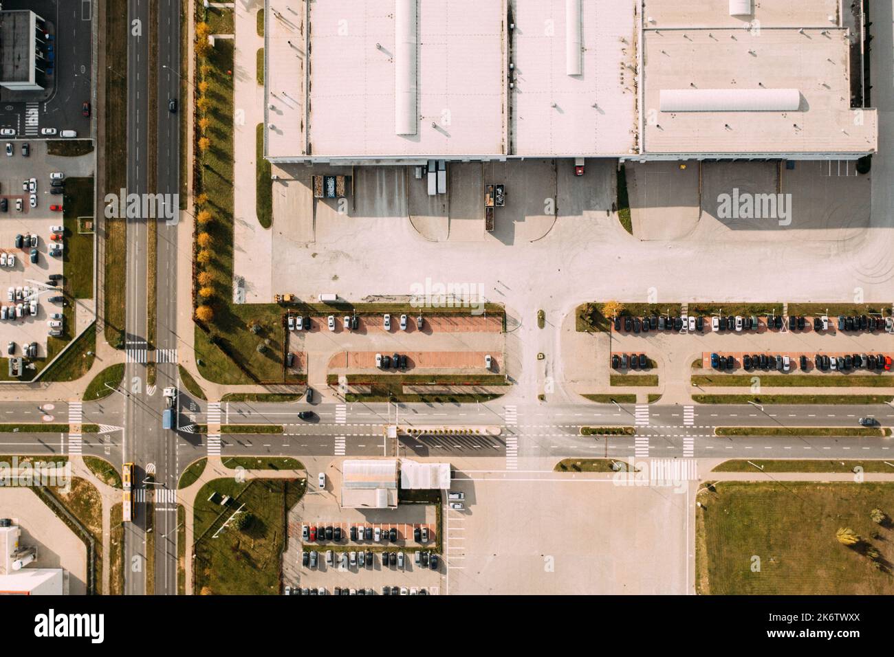 Aerial view of the distribution center, drone photography of the ...