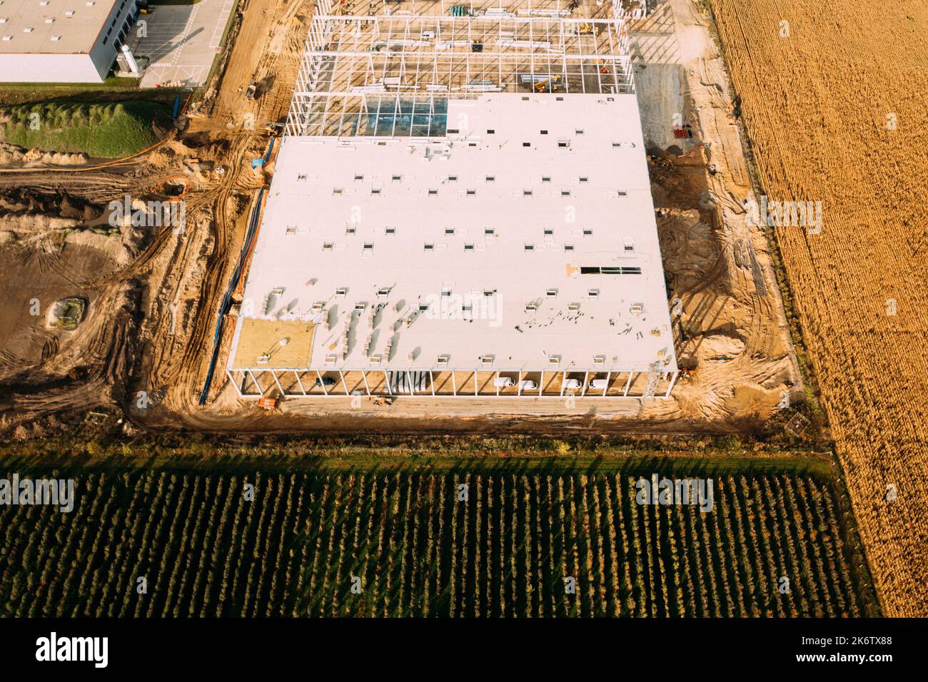 Aerial drone photography of a construction site. Europe, Poland Stock ...