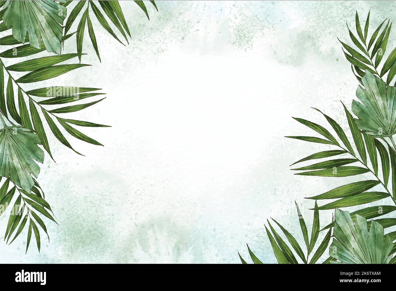 hand painted watercolor nature background with empty space vector ...