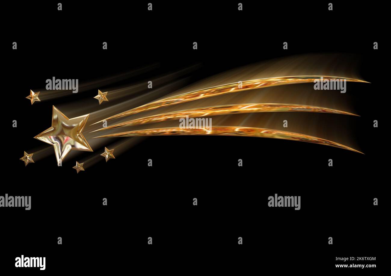 christmas golden shooting star 3d illustration Stock Photo - Alamy