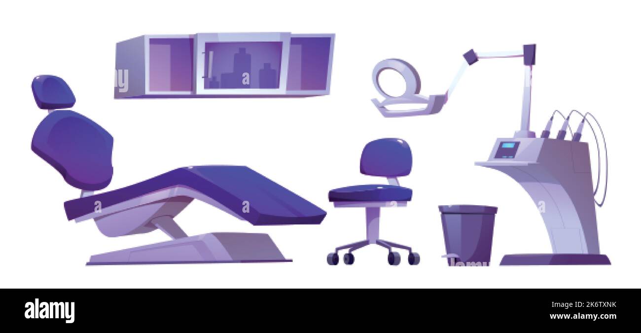 Dental cabinet interior staff, items and instruments isolated set ...