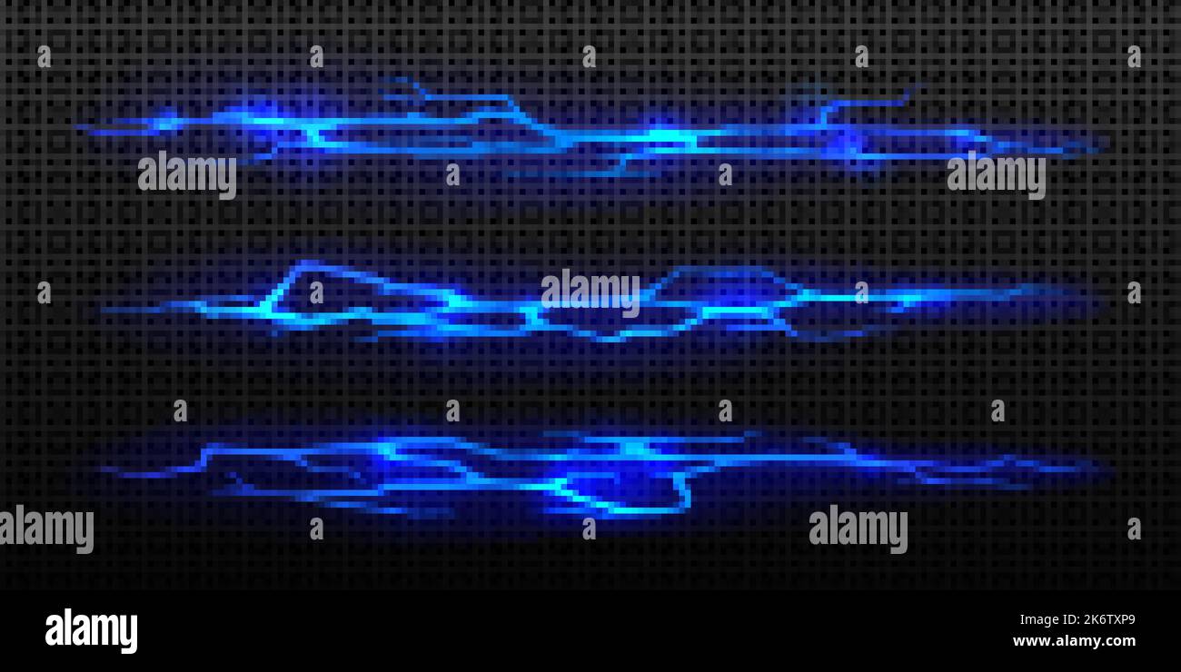 Magic glow in ground cracks, blue mysterious glowing texture in ...