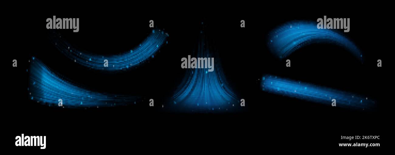 Blue wind waves effect. Abstract light motion trails with sparkles ...