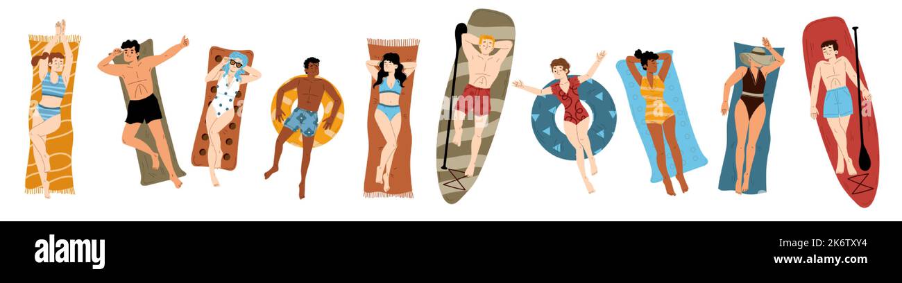 Woman lying on surfboard Cut Out Stock Images & Pictures - Alamy