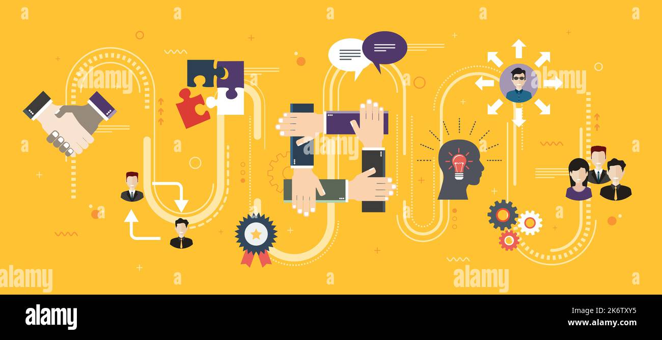 Cooperation and collaboration.Teamwork strategy in business ...