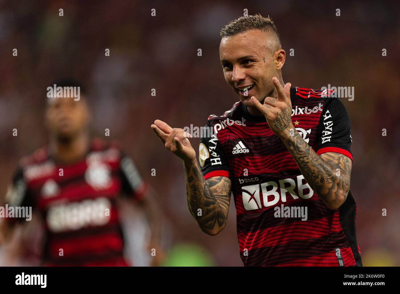 EVERTON CEBOLINHA of Flamengo celebrates a goal during the match ...