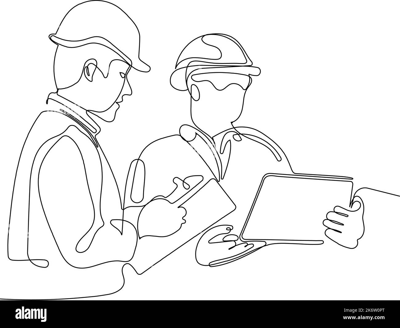construction manager and engineer working on building site. Vector ...
