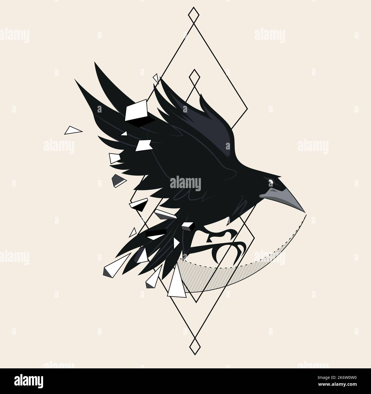 Sketch of flying raven. Hand drawn illustration converted to vector. Vector illustration Stock ...