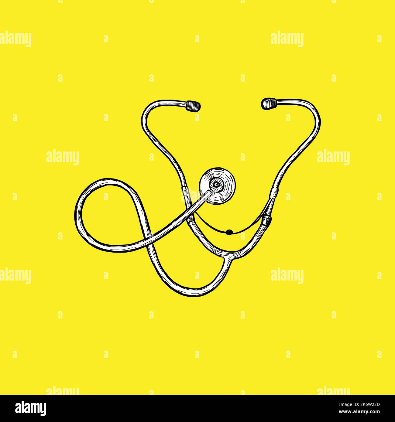 Stethoscope. Hand drawn. Vintage Style - Vector Stock Vector Image ...