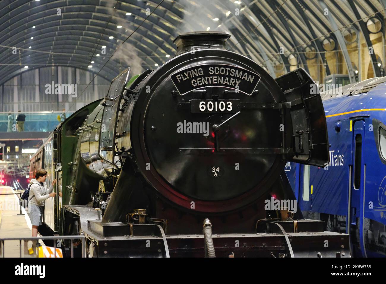 London, UK, 15th October, 2022. The Flying Scotsman visits King's Cross station to mark 170 ...