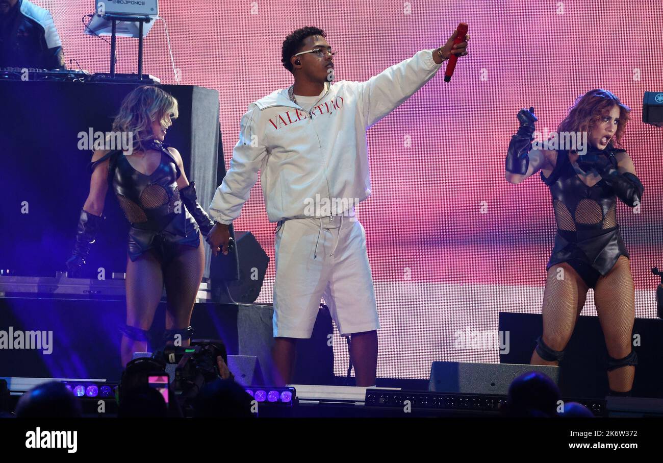 Miami, USA. 15th Oct, 2022. Myke Towers performs on stage during the ...