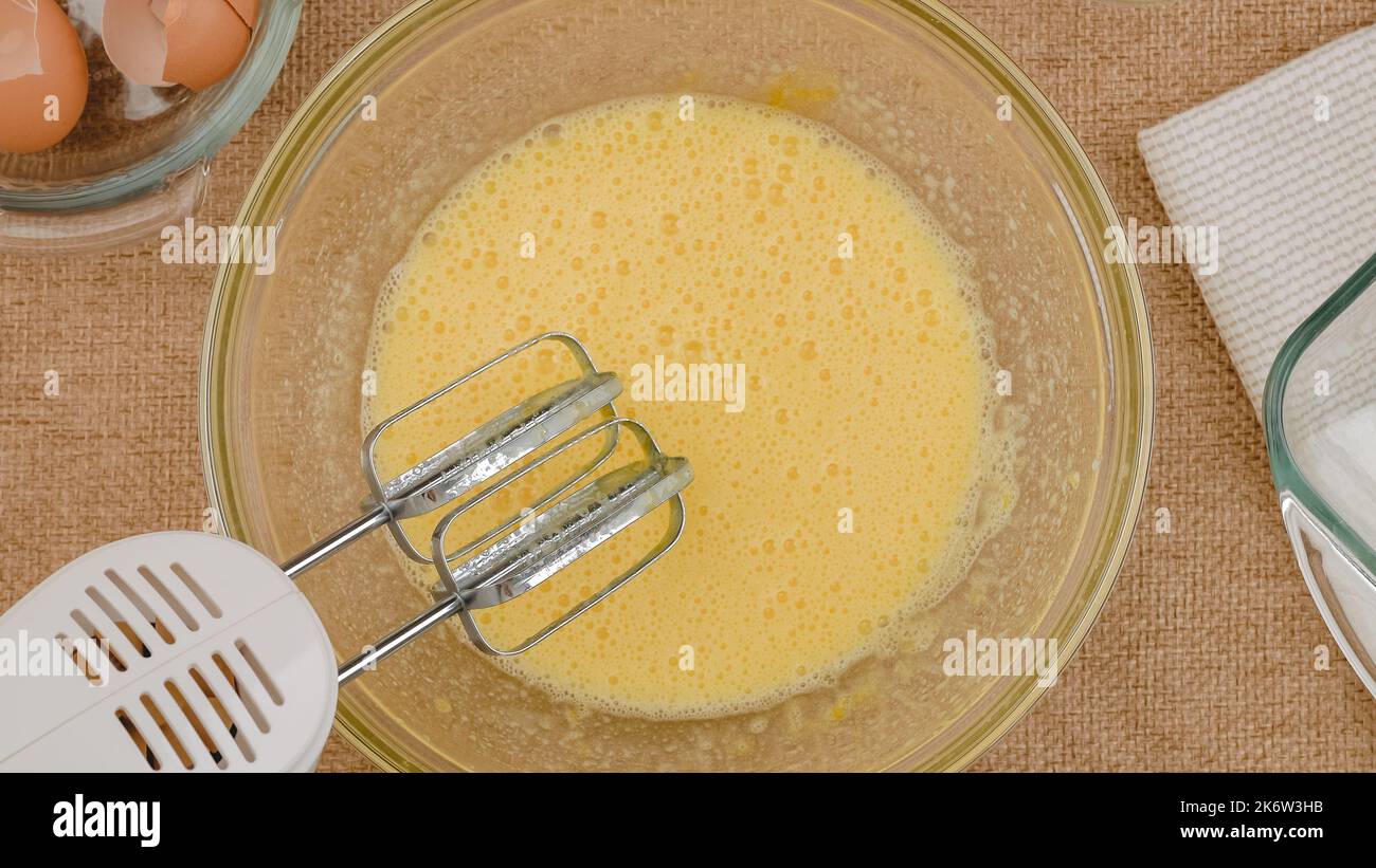 Apple cake with biscuit base recipe, step by step baking process. Mix ...