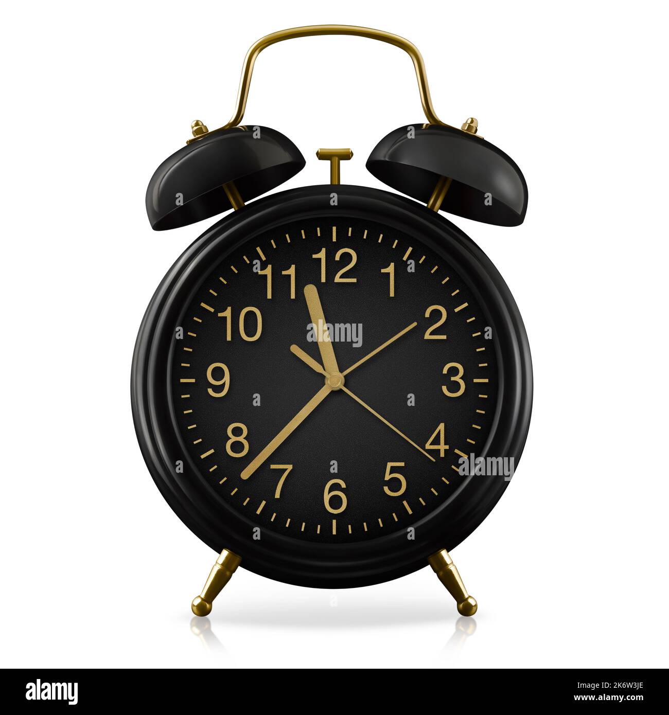 classic bell alarm clock, isolated on white background, black metal ... classic bell alarm clock, isolated on white background, black metal ...