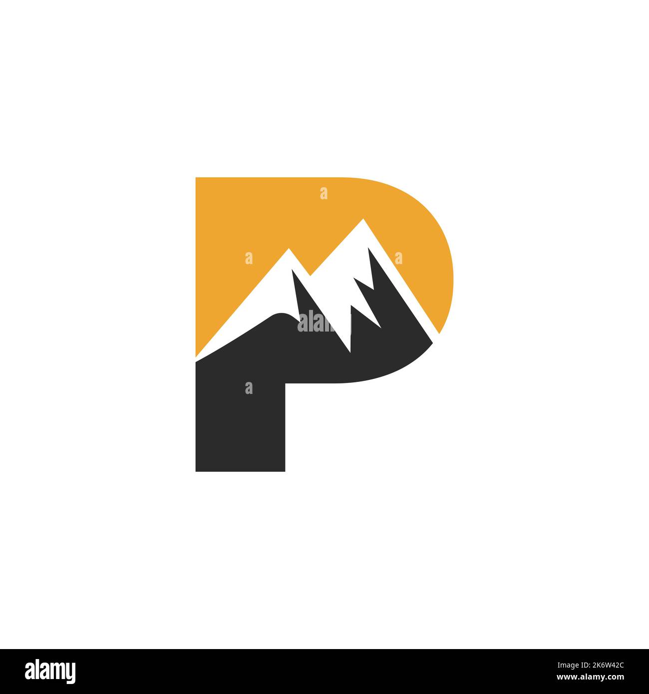 Letter P Mount Logo Vector Sign. Mountain Nature Landscape Logo Combine ...