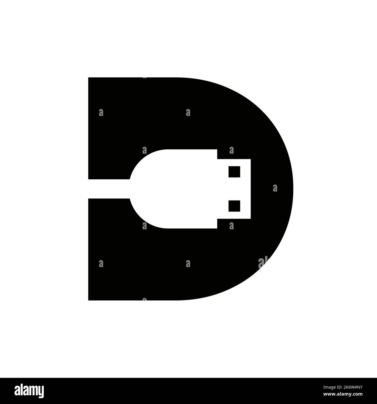Initial Letter D USB Symbol Design. Computer Connection USB Cable Icon ...