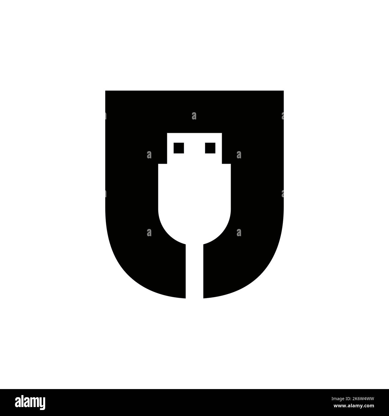 Initial Letter U USB Symbol Design. Computer Connection USB Cable Icon ...