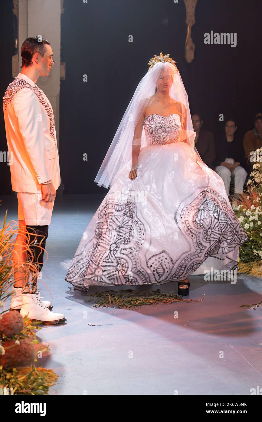 A model dressed in a design by Paul McCann during the Ganbu Marra ...