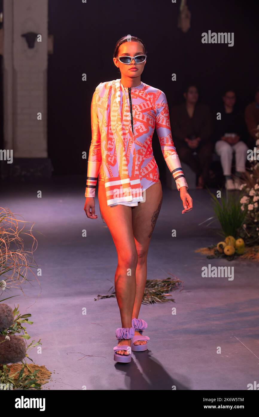 A model dressed in a design by Kamara Australia during the Ganbu Marra ...