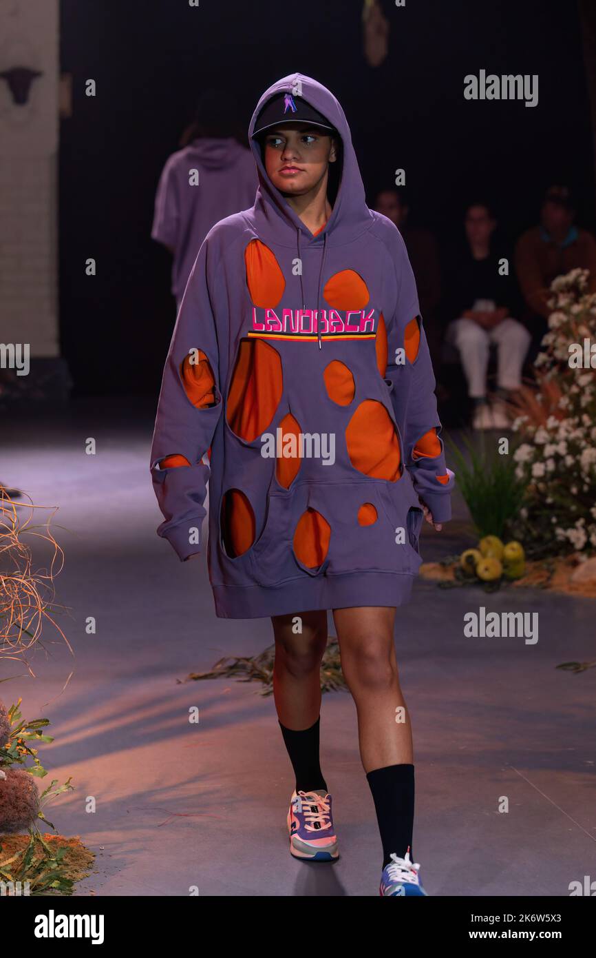 A model dressed in a design by Wuurn of Kanak during the Ganbu Marra ...