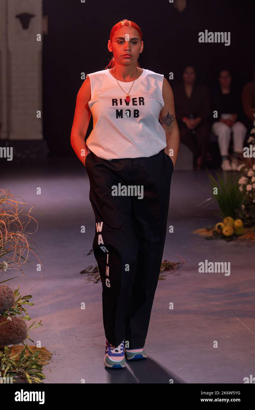 A model dressed in a design by Take Pride Movement during the Ganbu ...