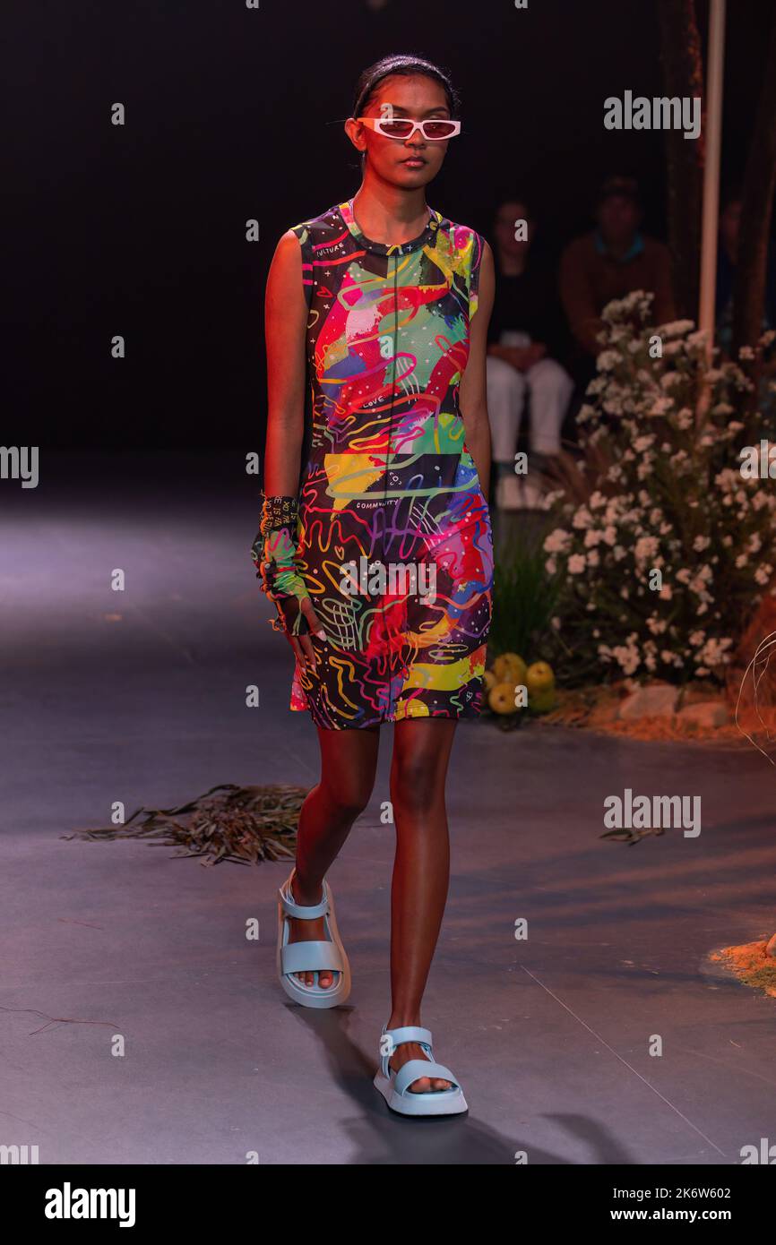 A model dressed in a design by Nungala Creative during the Ganbu Marra ...