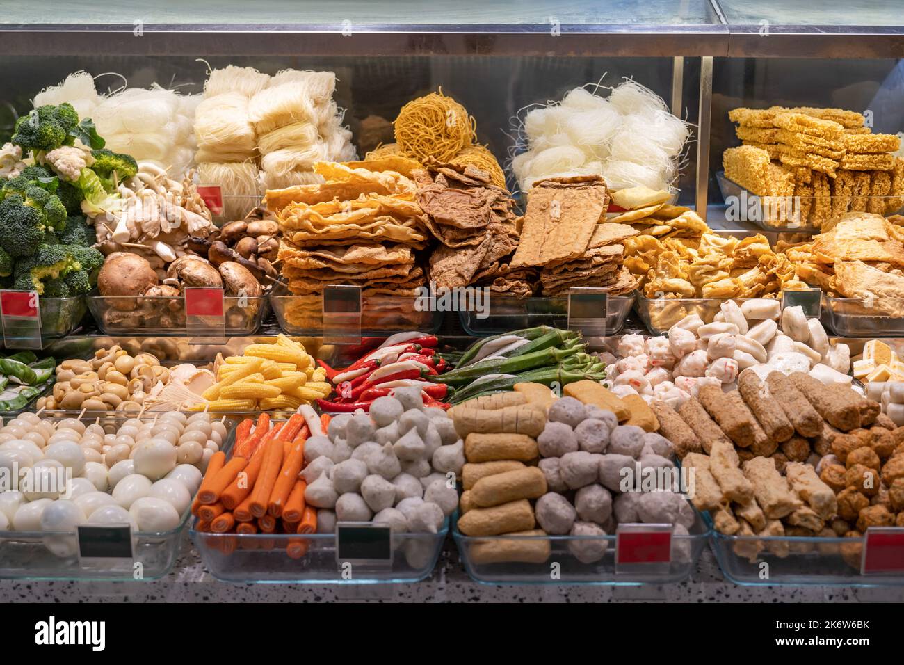 Variety types of Yong Tau Fu and dishes selling at hawker stall Stock ...