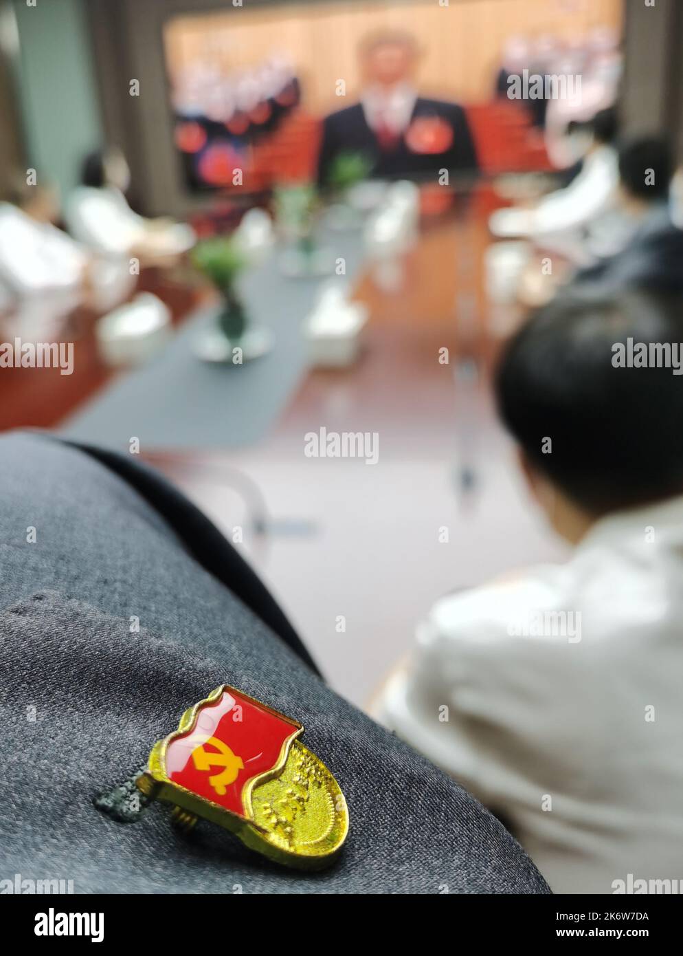 SUZHOU, CHINA - OCTOBER 16, 2022 - Party members and cadres watch the ...