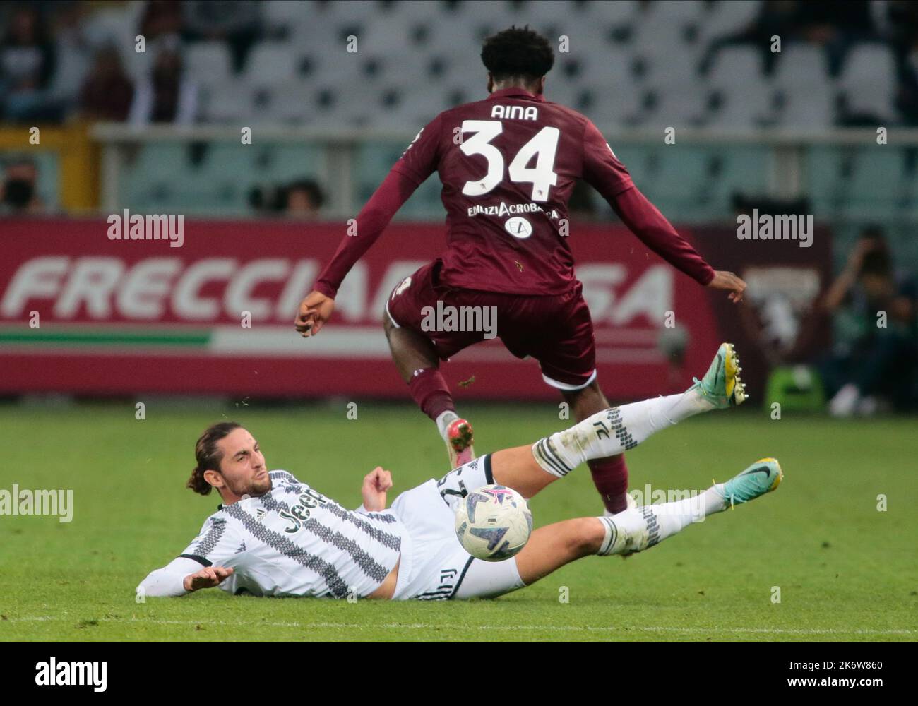 Turin, Italy. 15th Oct, 2022. Adrien Rabiot of Juventus Fc and Ola Aina ...