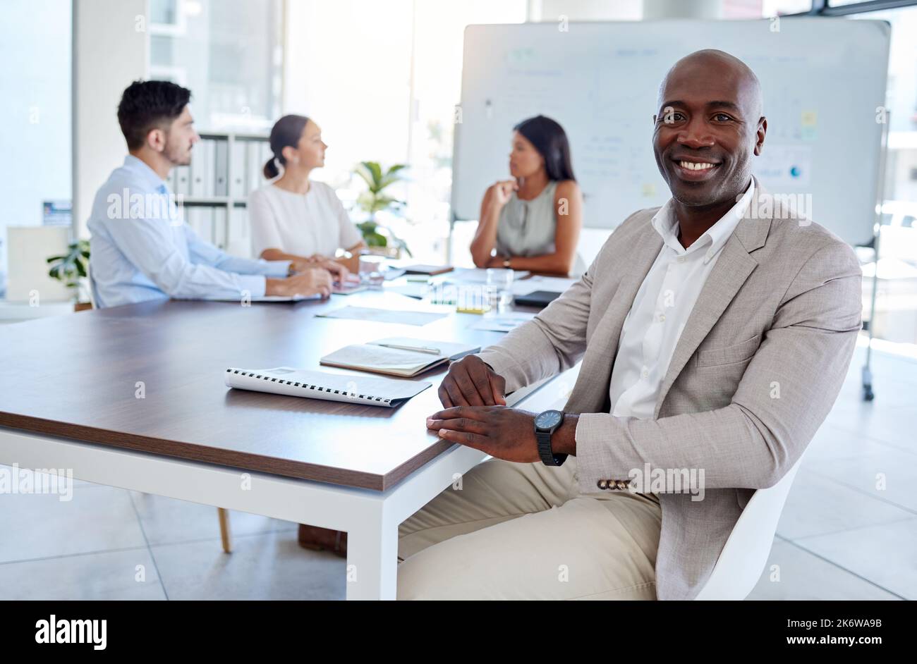 Black man, business meeting and portrait in office, startup and ...