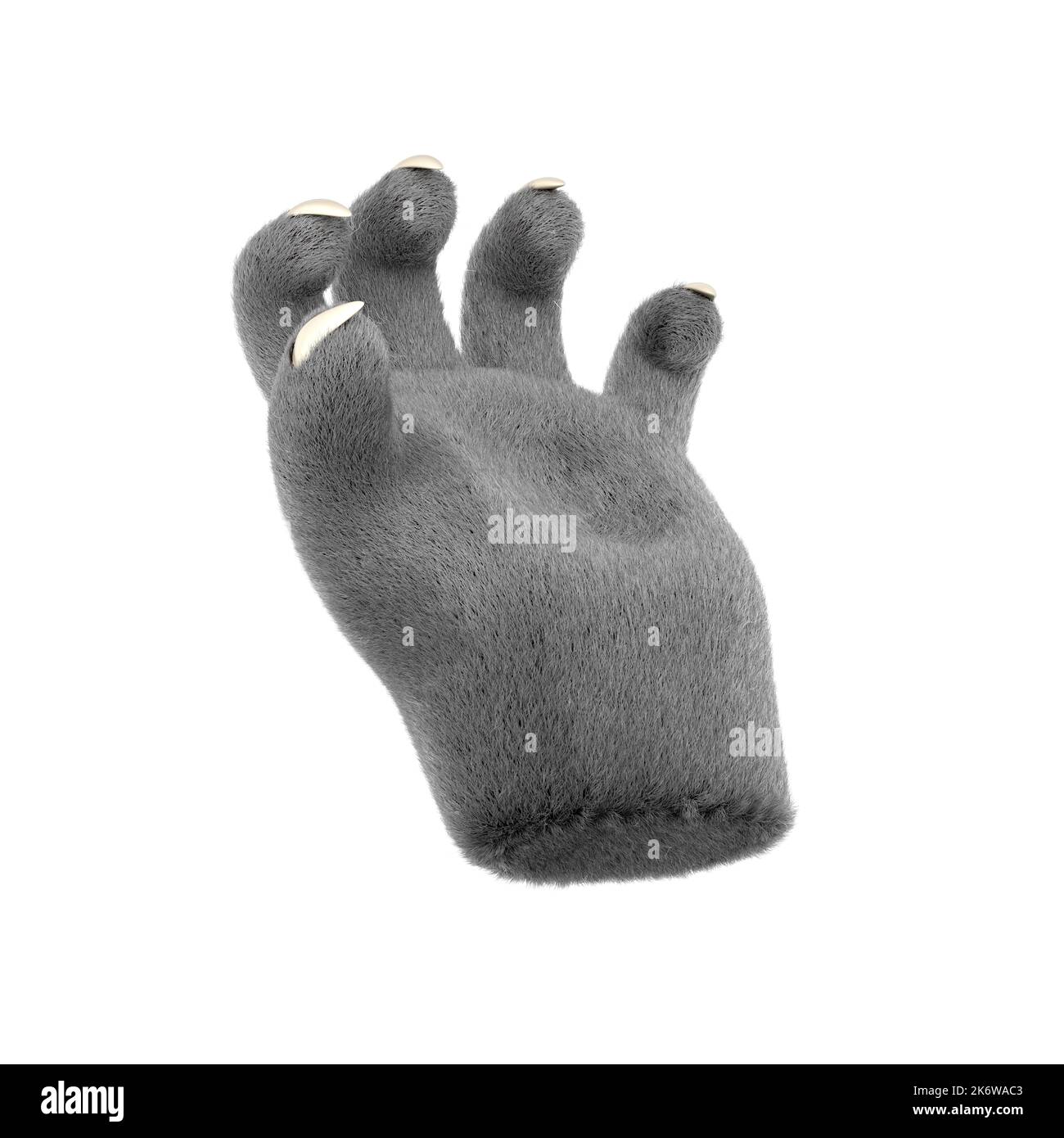 3d furry wolf hands in plastic cartoon style. Catch fingers gesture ...