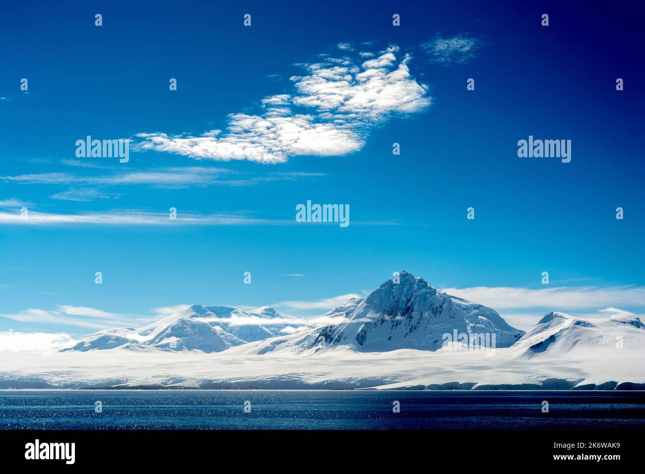 mt. francais (l) and mt. william (r) on anvers island from bismarck ...
