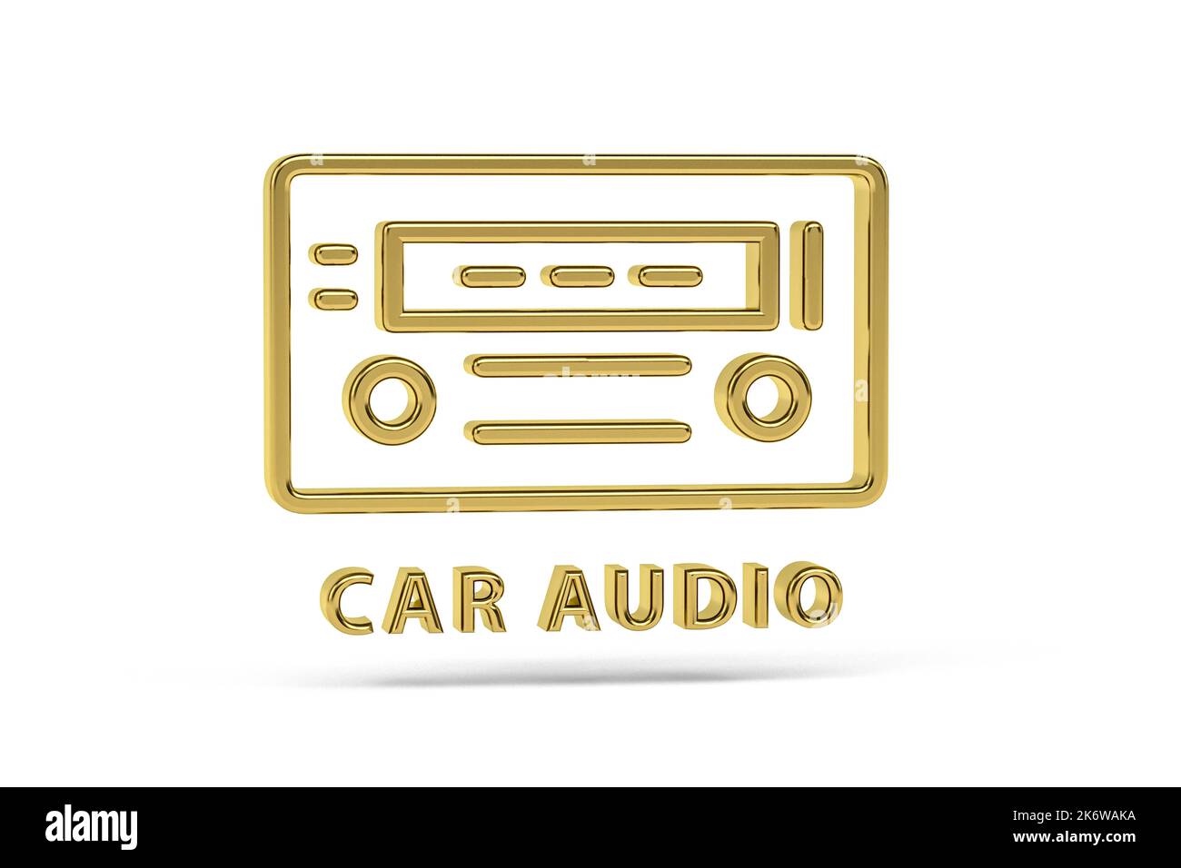 Golden 3d car audio icon isolated on white background - 3d render Stock ...