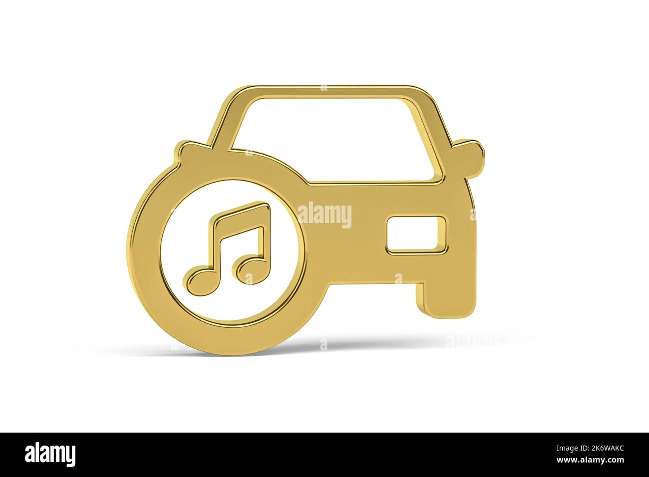 Golden 3d car audio icon isolated on white background - 3d render Stock ...
