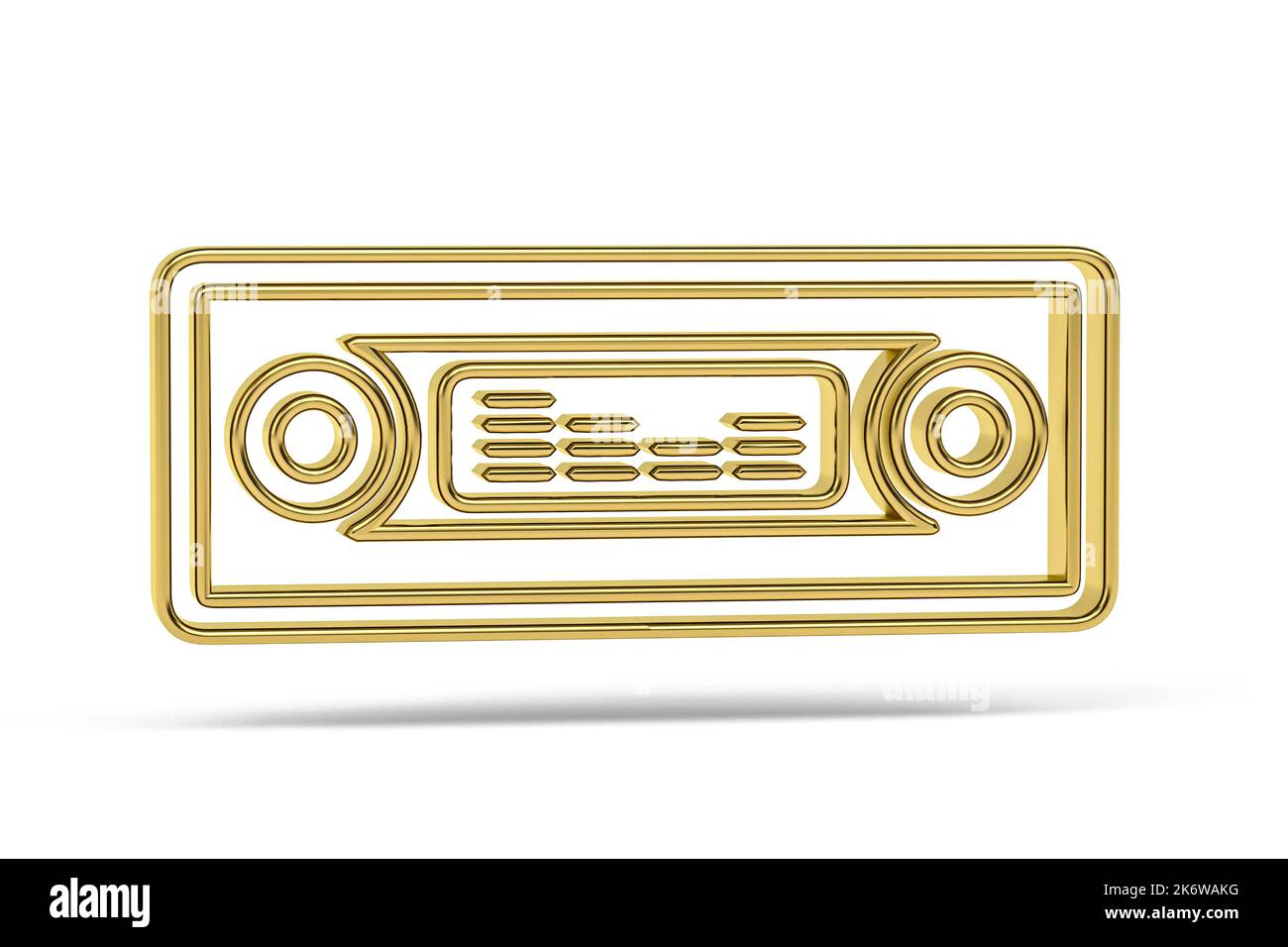 Golden 3d car audio icon isolated on white background - 3d render Stock ...