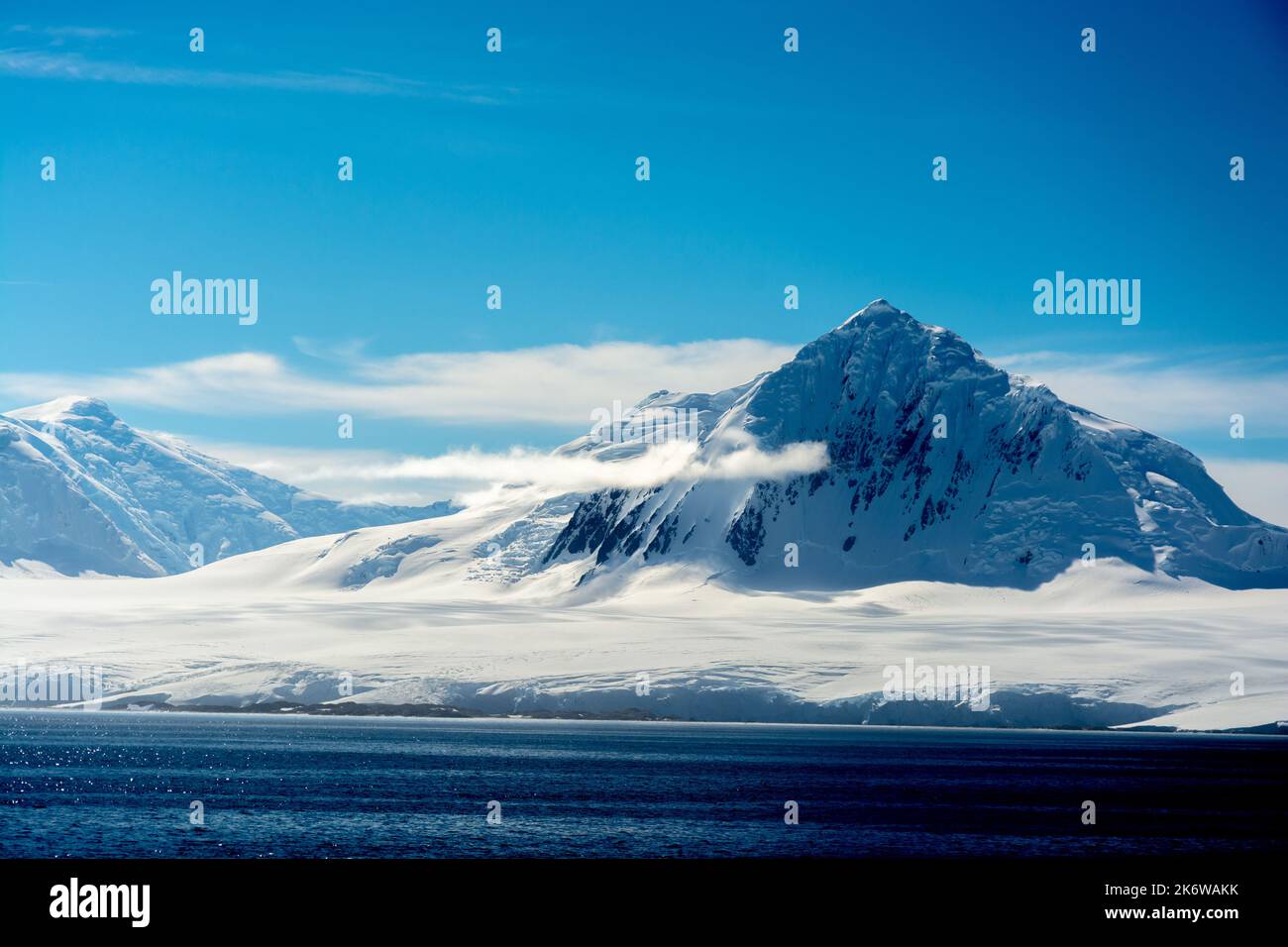 mt. francais (l) and mt. william (r) on anvers island from bismarck ...