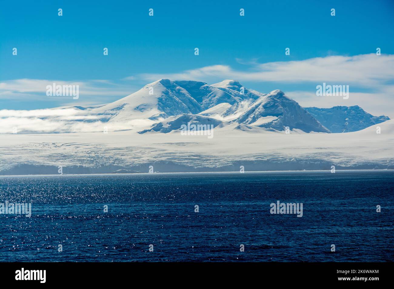 snow covered mt. francais on anvers island from bismarck strait ...